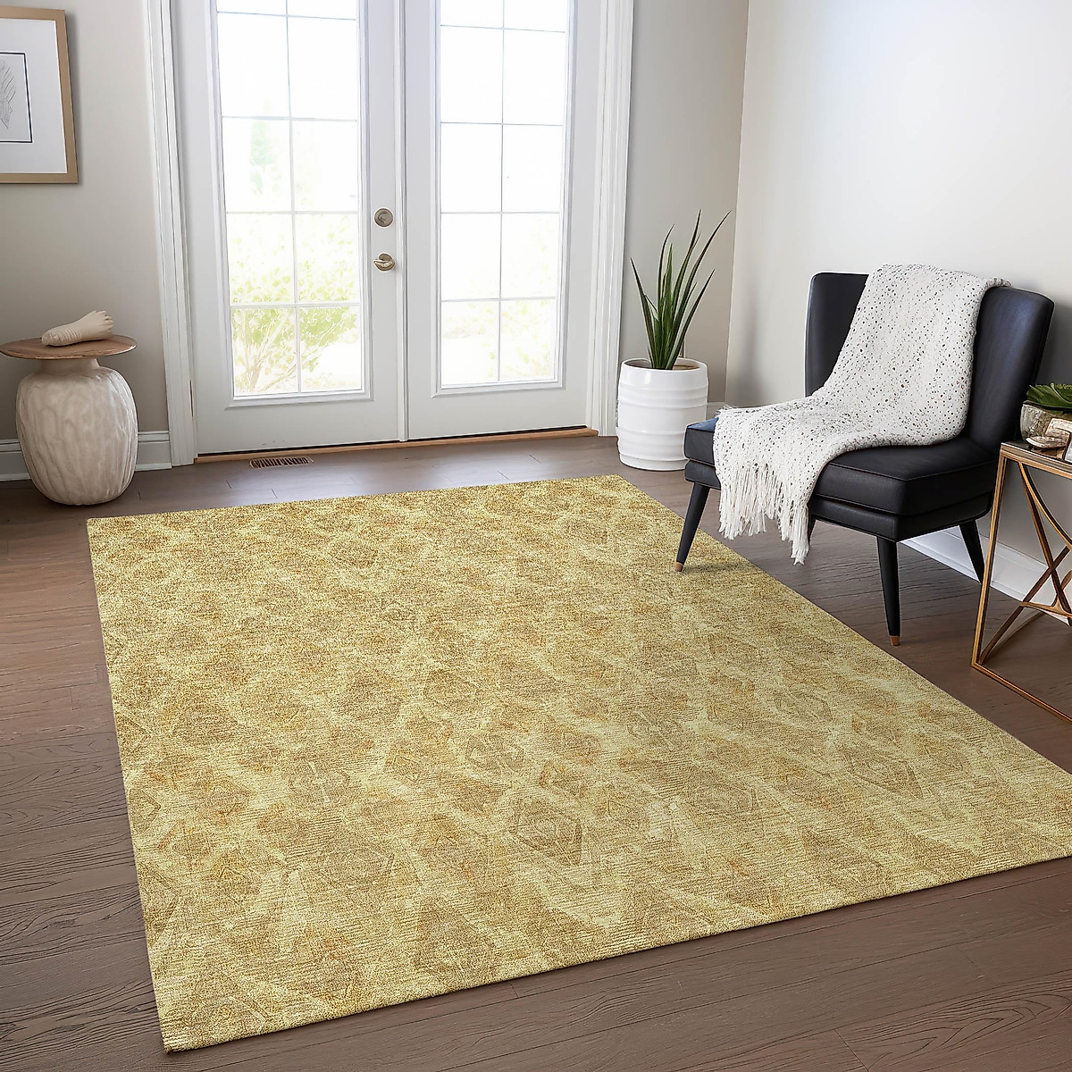 Addison Rugs Chantille ACN622 Gold 10' x 14' Indoor Outdoor Area Rug, Easy Clean, Machine Washable, Non Shedding, Bedroom, Living Room, Dining Room, Kitchen, Patio Rug