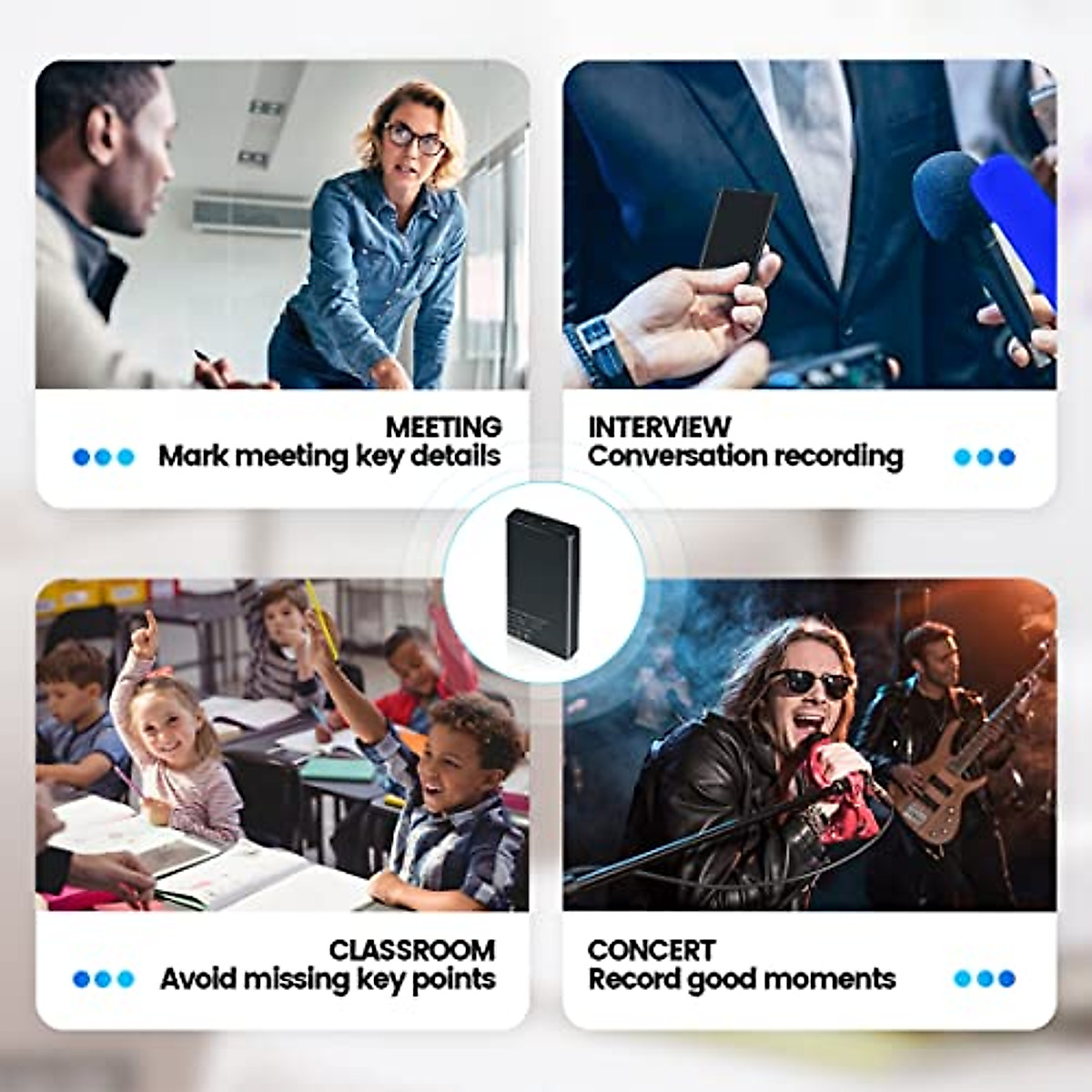 Voice Recorder - 288 Hours Long Continuously Record, 2500mAh Battery Long Standby - Strong Magnetic-32GB Portable Sound Recorder Device for Interview, Meeting, Lecture and Class