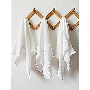 JH-YiSheng Cotton Muslin Pompom Baby Blanket,Summer Bed Sheet,Cotton Bath Towel Baby Receiving Blanket 29.5"x40" (White)