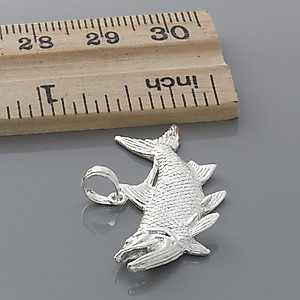 925 Sterling Silver Nautical Charm Pendant, Tarpon Fish with Open Mouth