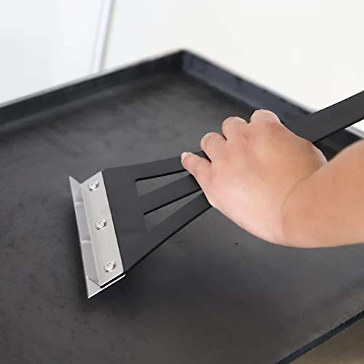 Vidor Heavy Duty Griddle Scraper,Grill Scraper Set with Wooden Handle and 2 Replacement Blades for Griddle, BBQ Racks, Flat Top Cookers.Black