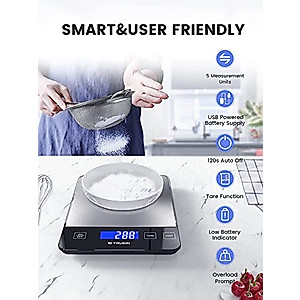 【NASA-Grade】33lb Food Kitchen Digital Scale,【Bread Meat Cookies Measures Precisely】Weight Grams and Ounces for Baking Cooking,1g/0.1oz Precise Graduation,304 Stainless Steel,Waterproof Tempered Glass