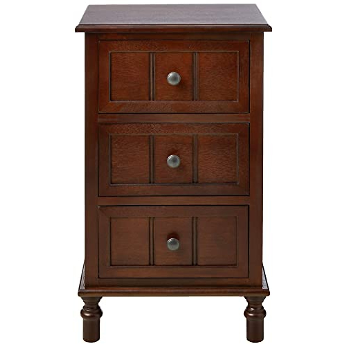 Decor Therapy Simplify Three Drawer Wood Accent Cabinet Side Table, 11.8 in x 15.75 in x 26 in, Walnut