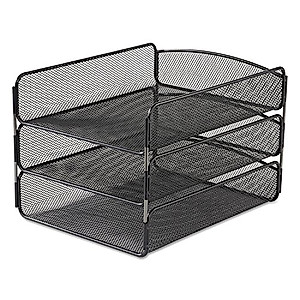 Safco 3271BL Desk Tray Three Tiers Steel Mesh Letter Black
