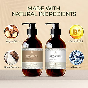 Q’lisse Moroccan Argan Oil Shampoo and Conditioner Set with Shea Butter and Keratin – Paraben, Silicone and Sulfate free - Natural Formula Hair Products - Hydrating and Moisturizing - Best for Dry, Damaged, Curly, Color Treated and Frizzy Hair - All Hair