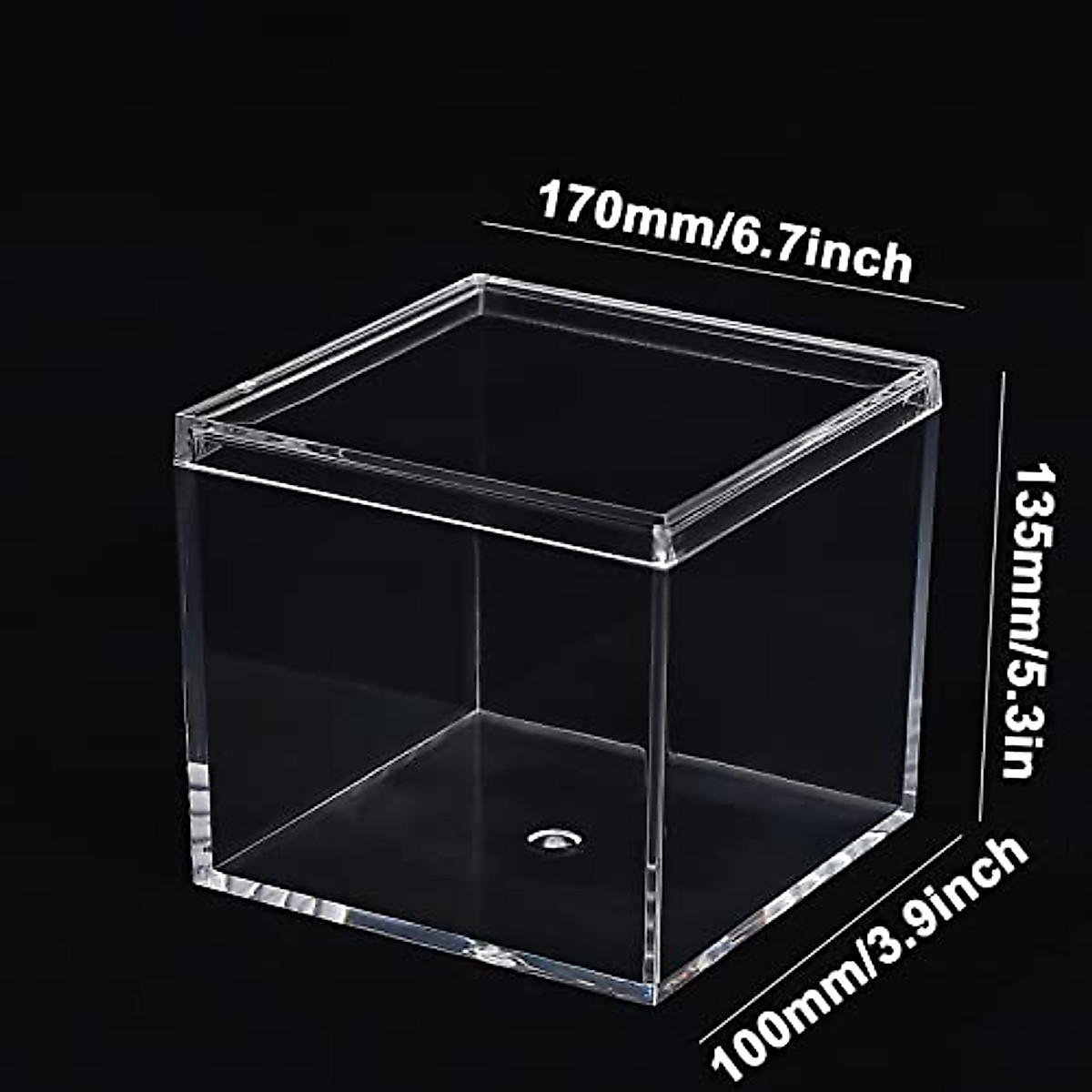 Dayaanee Clear Acrylic Box with Lid, 2 Pack Plastic Square Cube Containers Storage Box 6.7x3.9x5.3Inch/170X10X135mm for Candy Pill and Tiny Jewelry