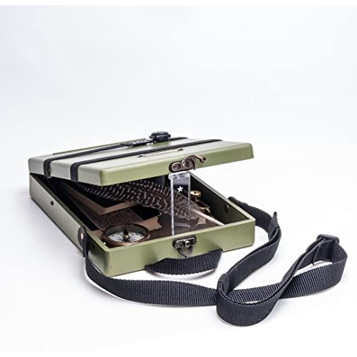 Writers Messenger Wood Box, Artist Tool and Brush Storage Box, Multifunctional Walnut Wooden Bag, Portable Wooden Handmade Craft Crossbody Postman Bag, Wood Craft Boxes for Writers or Painter (A)