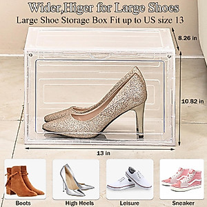 Rgqphantom Shoe Storage Box,Stronger Shoe Box with Acrylic Magnetic Door for Sneaker Display,Stackable Clear Boxes for Closet,Easy Assembly,Sneaker Storage Shoe Box for Women/Men (Clear, 3Pcs)