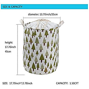 HeyToo 17.7in Drawstring Waterproof Foldable Laundry Hamper,Dirty Clothes Laundry Basket,Handle Linen Bin Storage Organizer for Toy Collection Tree