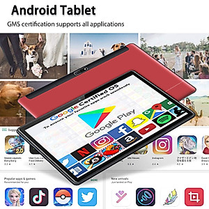 AOYODKG Tablet 2 in 1, Tablet 10.1 inch Android Tablet with Keyboard, 2.4/5G WiFi, 8GB+64GB(1TB Expand), Octa-Core, IPS HD Display, Dual Camera, Bluetooth, Google Certified Tablet PC, M40 (Red)