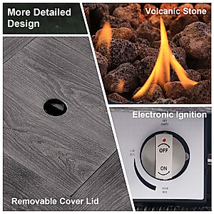 HUMMUH Outdoor Patio Furniture with Fire Pit Table Outdoor Conversation Set PE Wicker Patio Couch Swivel Glider Chairs for Balcony Garden,Lawn,Deck