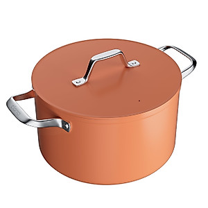 CIARRA Nonstick Dutch Oven with Lid, 6.2 QT Ceramic Dutch Oven with Dual Handles, Non Toxic, PTFE & PFOA Free, Oven Safe & Compatible with All Stovetops, Orange