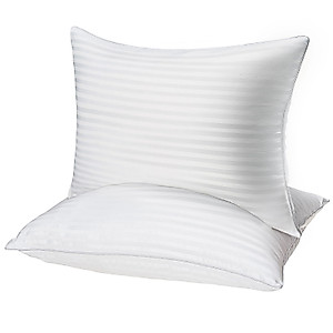 Qnoon Hotel Collection Bed Pillows for Sleeping, Bed Pillows Queen Size Set Of 2,Gusseted Pillow for Back, Stomach or Side Sleepers
