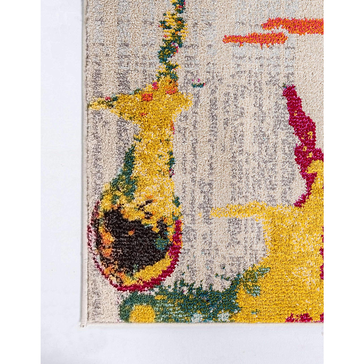 Unique Loom Estrella Collection Distressed, Colorful, Abstract, Modern Area Rug, Rectangular 7' 0" x 10' 0", Multi/Beige