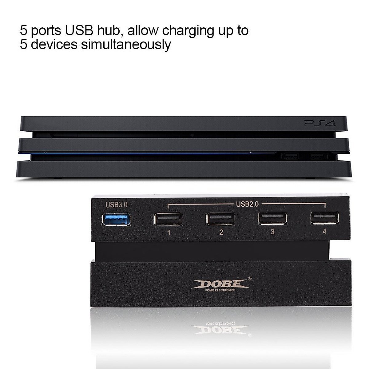 FOSA High Speed 5-Port USB Hub 2.0 & 3.0 Expansion Hub Controller Adapter for PS4 Game Console