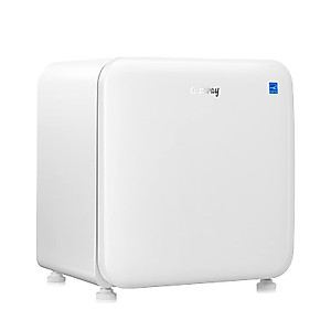 COSTWAY Compact Refrigerator, 1.6 cu ft. Single Door Small Fridge with Adjustable Temperature 32℉ to 50℉, Auto Defrost, Reversible Door, Removable Glass Shelves, Mini Fridge for Bedroom, Apartment (White)