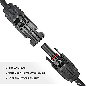 PFCTART Y Branch Solar Wiring Connector Plug, Panel Splitter Connectors and Wires Accessories Charge Controller Kit Solar Cable for Combiner Box (12AWG 1 Pair M/FFF+F/MMM)
