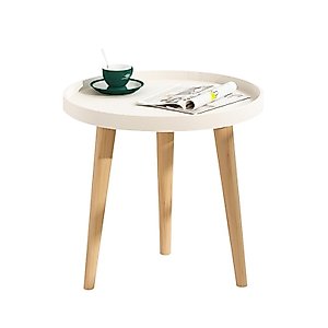 Round Side Table, White Nightstand Coffee End Table for Living Room, Bedroom, Small Spaces, Easy Assembly Modern Home Decor Bedside Table
