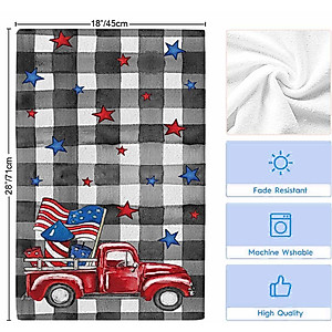 4th of July Kitchen Towels Set USA Flag Red Truck Decorative Hand Towel Black Buffalo Check Plaid Independence Day Dish Towel Dishcloths 3 Pack July 4th Dish Cloths for Home Cooking Baking