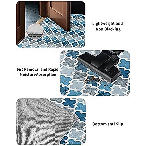 Front Door Mat, Non - Slip Absorbent Door Entry Mats, Doormats Indoor/Outdoor Entrance Small Rugs, Retro Moroccan Tile Pattern Print Doormat - Easy to Clean Floor Mats for Home 20x32 Inch