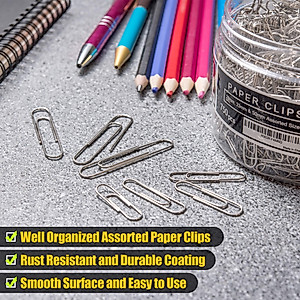 Kempshott 750 Paper Clips Assorted Sizes Small, Medium and Large Paper Clips for Paperwork Ideal for Home, School and Office Use (Assorted, Silver)