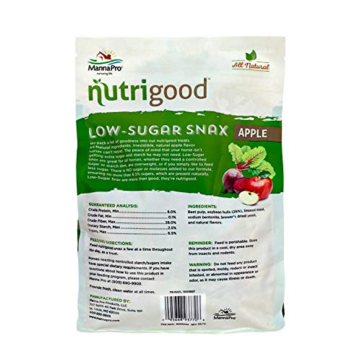 Nutrigood Low-Sugar Snax | Apple Flavor Horse Treats | 4 Pounds