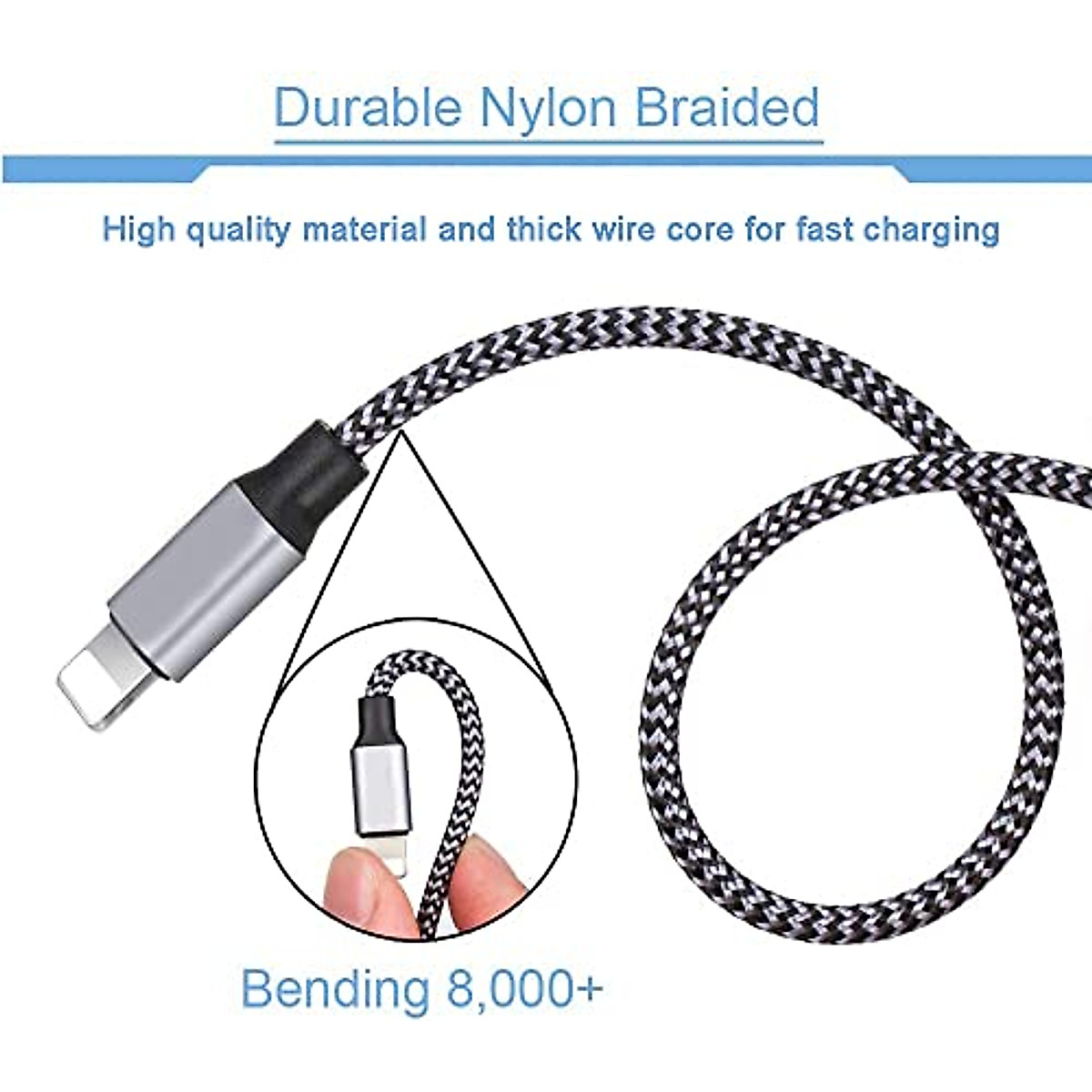 iPhone Charger [Apple MFi Certified] Dual Port USB Wall Plug Block 2.1A 2Pack 6FT Fast Charging Lightning Cable Nylon Braided Data Sync Cord Compatible for iPhone XS/Max/XR/X/8/Plus/7/SE/11/12/13/14