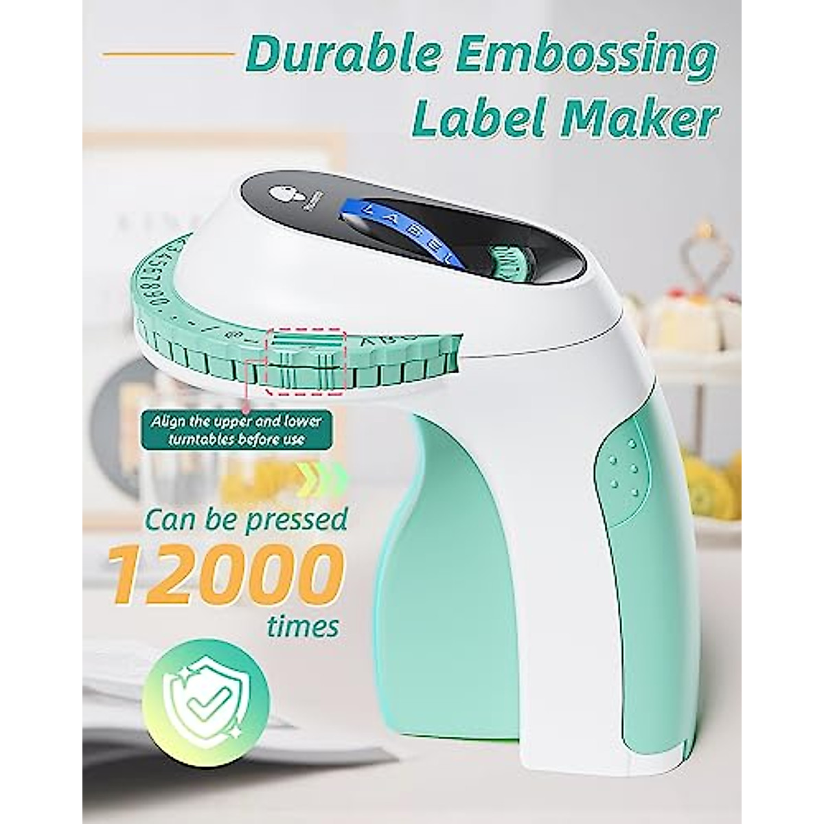 Memoqueen Embossing Label Maker with 3 Tapes,Old School Label Makers Embosser,3D Portable Embossed Label Printer for Organization Home and DIY Crafting -E975 Green