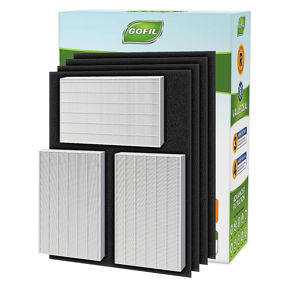 GOFIL 3 Pack Replacement Filter Includes 3 HEPA & 4 Carbon Pre-filters Compatible with Air Purifiers Model HA/HPA300, HPA304, HPA8350, HPA300VP