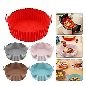 Air Fryer Silicone Liner, Non-Flammable and Non-stick Parchment Paper Replacement, Keep Air Fryer Clean, Fits 3QT - 5 QT… (Pink)