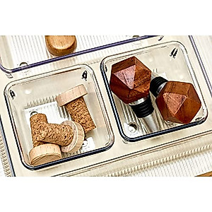 iDesign Plastic Drawer Organizer for Bathroom, Vanity, Kitchen Drawers, The Linus Collection – Set of 2, 3" x 3" x 2", Clear