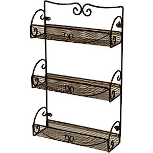 DecoBros 3 Tier Wall Mounted Spice Rack, Bronze
