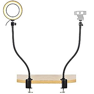 Webcam Streaming Light, Webcam Stand with 6'' Ring Light, USB Webcam Light Mount Kit for Logitech Webcam C920s C920 C930e C922x C930 C922 C925e C615 Brio - Dual 25 inch Arm Stand