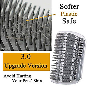 3.0 Softer Cat Self Groomer with Catnip, Dog Cat Corner Groomer,Wall Corner Scratcher Comb,Grooming Massage Brush, Perfect Scratch Massager Tool for Long & Short Fur Kitten/Puppy