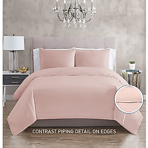 Christian Siriano NY - 300 TC Twin 2 Piece Duvet and Pillowcase Set - Cotton Sateen Collection - Blush