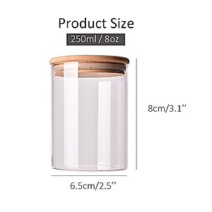 vipolish 2 PCS Transparent Glass Storage Jars with Airtight Bamboo Lids Kitchen Canisters Food Tea Storage Containers for Coffee Beans Grain Cookies Flower Tea Sugar Nuts
