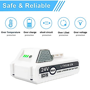 Moccdor 3.0Ah 24V Replacement Lithium-ion Battery for Snow Joe + Sun Joe 24V Series Cordless Power Tools, Compatible with Snow Joe 24VBAT-LTX 24VBAT-LTW 24VBAT-LTE 24VBAT 24V-X2-SB18 24VBAT-XR