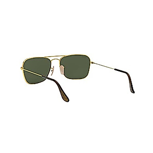 Ray-Ban RB3136 Caravan Square Sunglasses, Gold Havana/G-15 Green, 58 mm
