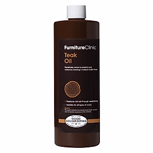 Furniture Clinic Teak Oil | Wood Oil Protects & Cleans Outdoor & Indoor Furniture, Boats, Shower Benches | Restore & Protect Wood, Prevent Drying & Other Damage | Natural Matte Finish | 17oz/500ml