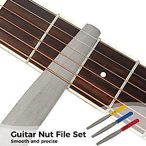 Anjetan Guitar Nut File Set, Carbon Steel Guitar Fret File, Guitar Repairing and Instrument Modifying Tools for Guitars, Ukulele, Bass, Banjo, Mandolin String Instrument