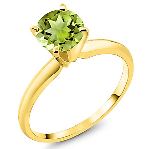 Gem Stone King 14K Yellow Gold 6MM Round Gemstone Birthstone Solitaire Engagement 4-Prong Ring | Wedding Anniversary Promise Gold Ring For Women Available In Size 5, 6, 7, 8, 9