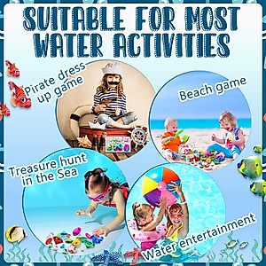 Skylety 24 Pcs Pool Toys for Kids Large Colorful Diving Gems Diamond with 2 Treasure Pirate Chest Mermaid Pool Toys for 8-12 Age Underwater Gemstone Swimming Training Gift Water Games(Classic Style)