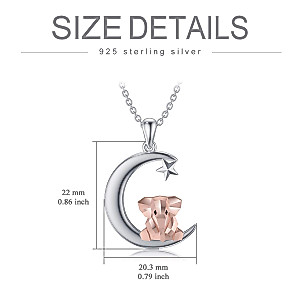 ONEFINITY Elephant Necklace Sterling Silver Origami Moon Elephant Pendant Birthday Gifts for Women Girlfriend Wife