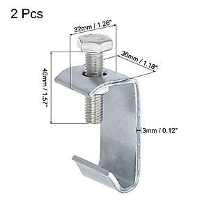 uxcell Galvanized Steel M10 G Clamp Duct Flange Clip for Rectangular Tube Connection 2 Pcs
