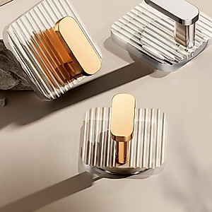 Generic Self Adhesive Gold Acrylic Hook Waterproof Heavy Duty Wall Bathroom Shower Kitchen RV Holder Hooks Self-Adhesive Non-Punching L Shape Wall Mounted Cabinet Hangers 4 Pack