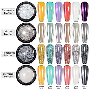 BORN PRETTY Chrome Powder,Metallic Mirror Pearl Holographic Pigment Powder Manicure Nail Art Decoration Sets