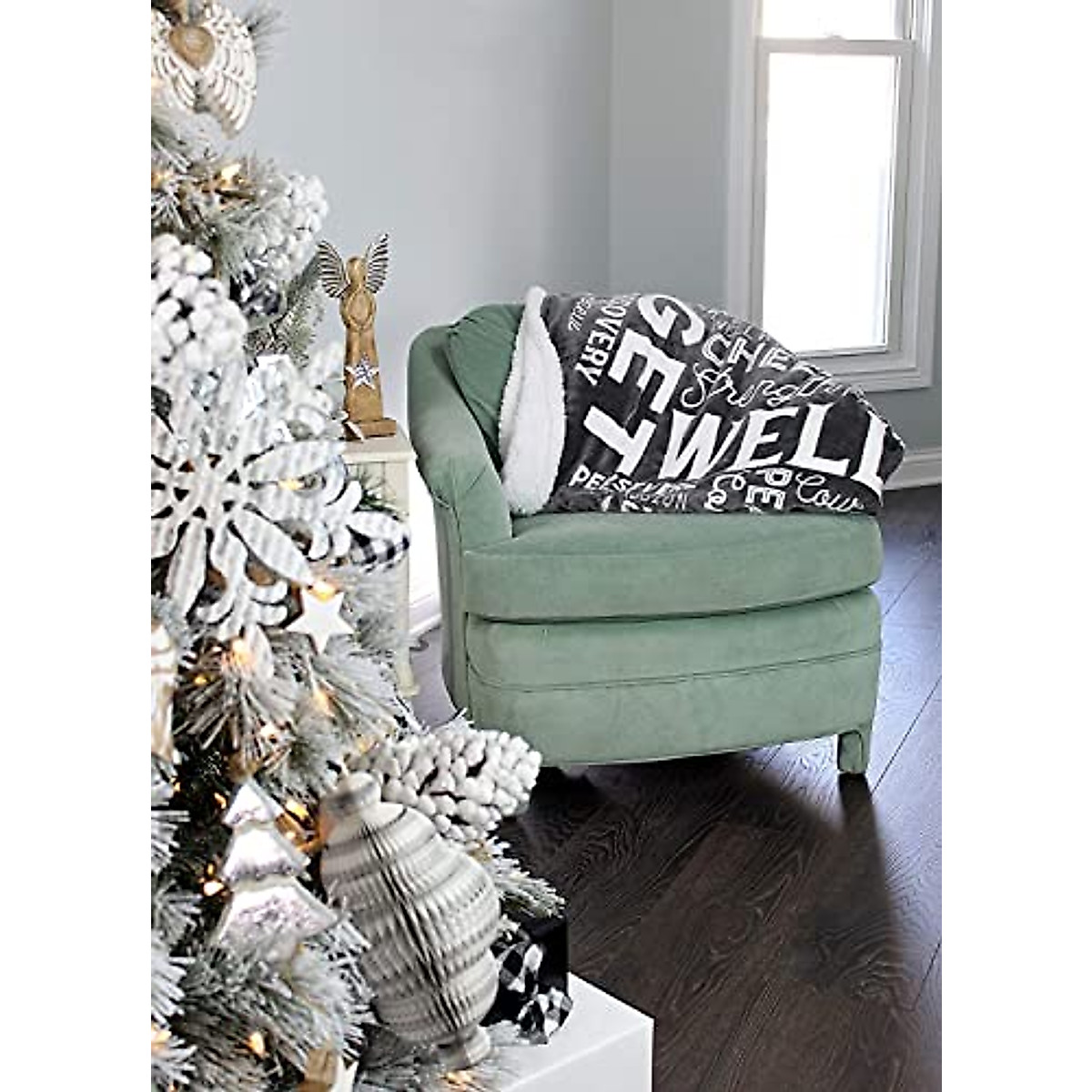 Decorae Healing Thoughts Blanket, Get Well Sherpa Fleece Throw, 5 x 4 Foot, Gray & White