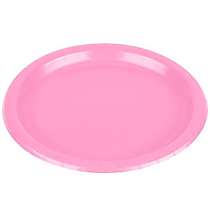 amscan Round Dinner Plates, 10 1/2", Pink