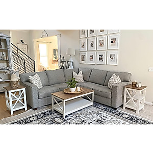 PHI VILLA Coffee Table - Modern Coffee Tables with Storage for Living Room Shelf 2 Tiers, Farmhouse Coffee Table Set