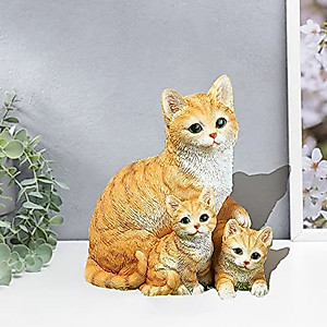 Cat Outdoor Garden Décor Statues – Precious Mama Cat and Kitten Figurine Gifts for Yard Patio Lawn, Funny Animal Flower Bed Decor Art Sculpture